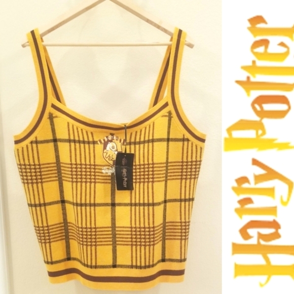 Hot Topic | Tops | Harry Potter Hufflepuff Academic Plaid Knit Tank Top ...